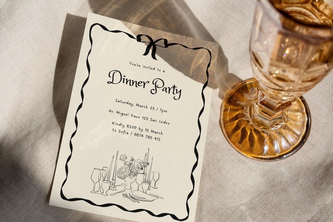 Dinner Party Invitation Template. Editable Digital Download Template ...
