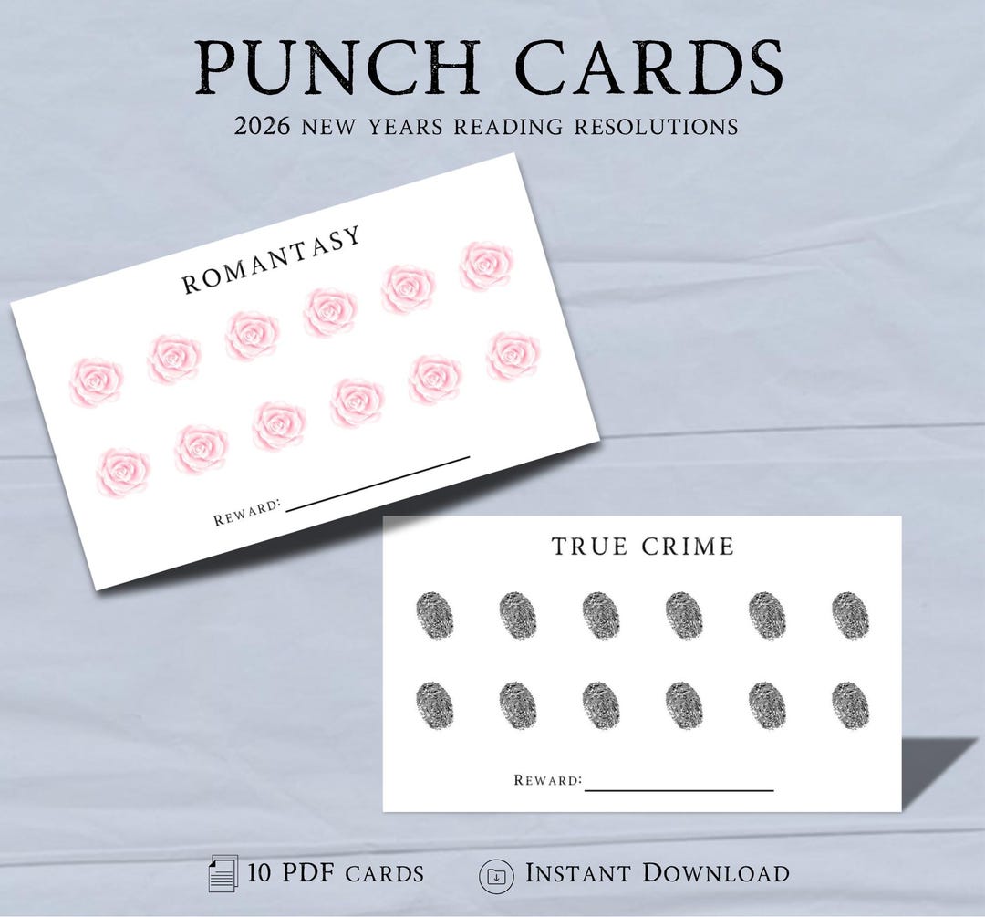 2026 Reading Resolution Punch Cards | Goal Tracker (digital Download ...