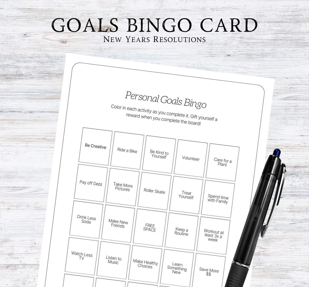 Personal Goals Bingo Card Printable | Habit Tracker (digital Download ...
