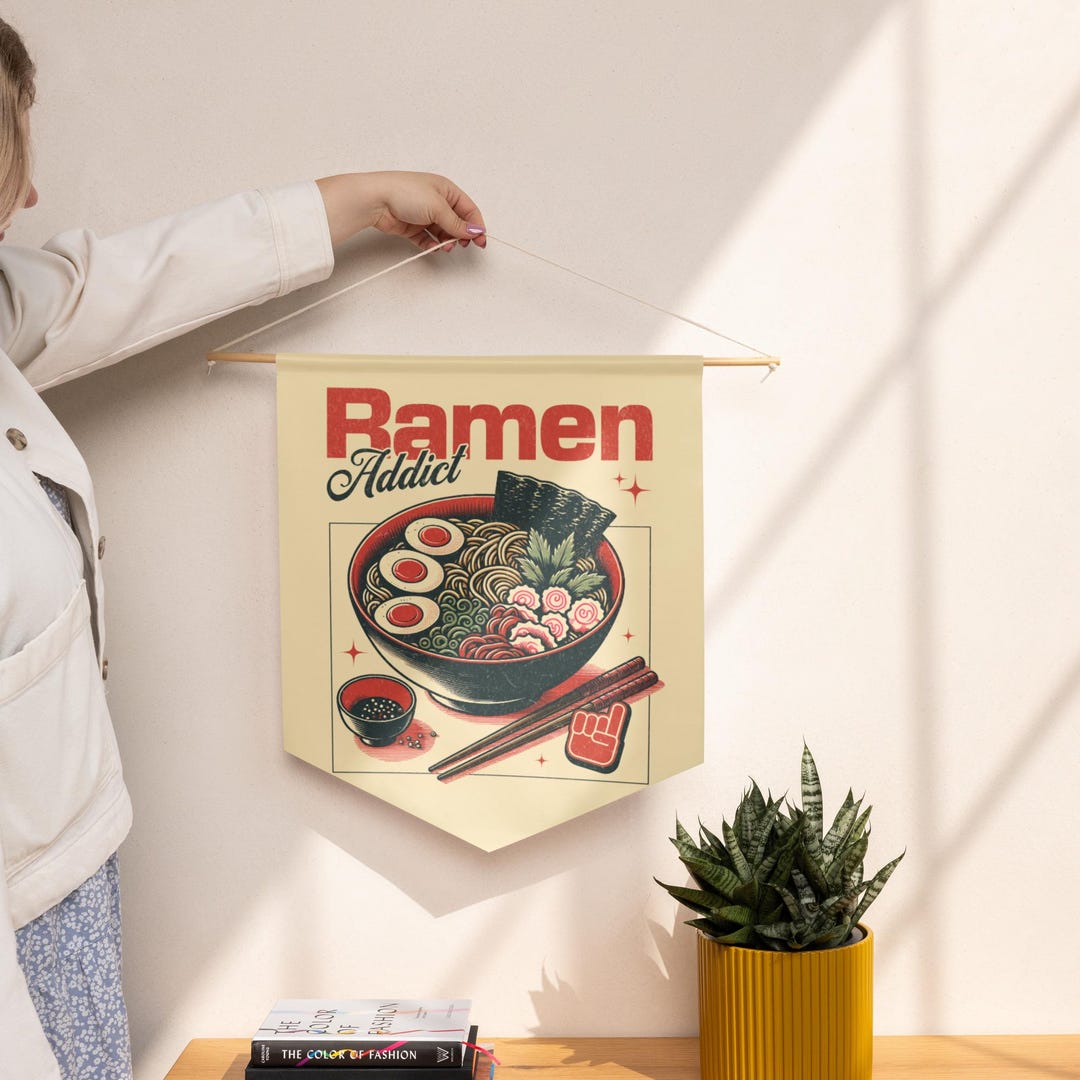 Ramen Addict Pendant Banner | Japanese Food Wall Decor | Anime Kitchen ...