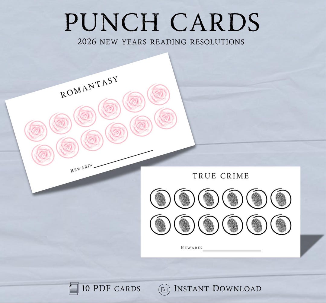 2026 Reading Resolution Punch Cards | Goal Tracker (digital Download ...