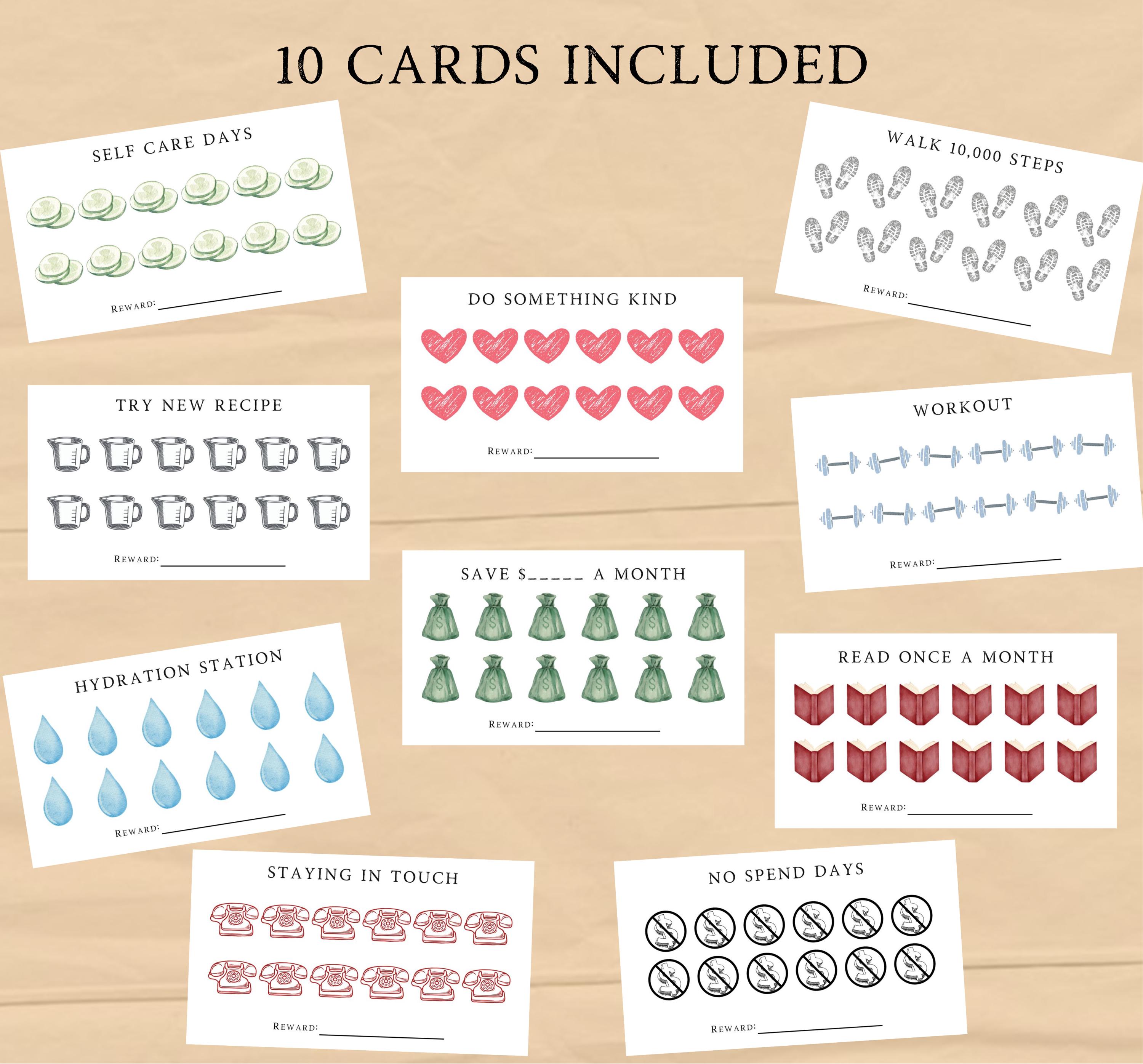 2026 Resolution Punch Cards | Habit Tracker Cards | Goal Setting ...