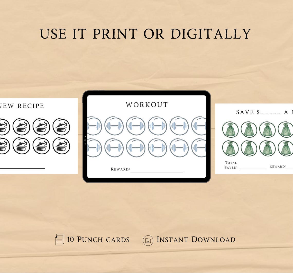 2026 Resolution Punch Cards | Habit Tracker (digital Download) - Etsy