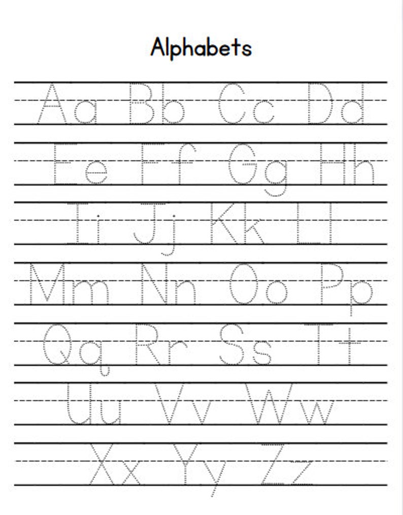 Printable Alphabets, Number, Shapes Tracing Sheets/handwriting Practice ...