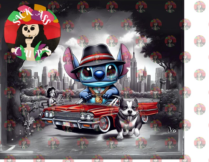 Stitch Gangster Lowrider Pitbull 20oz Tumbler PNG File - Etsy