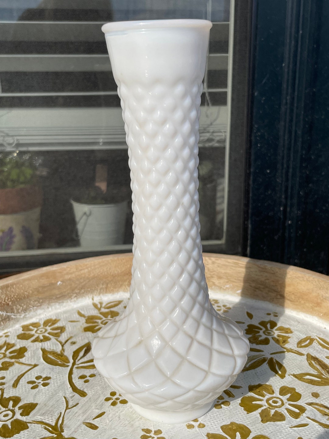 Vintage Milk Glass Vase – Decorative Milk Glass Vase for Home Decor ...