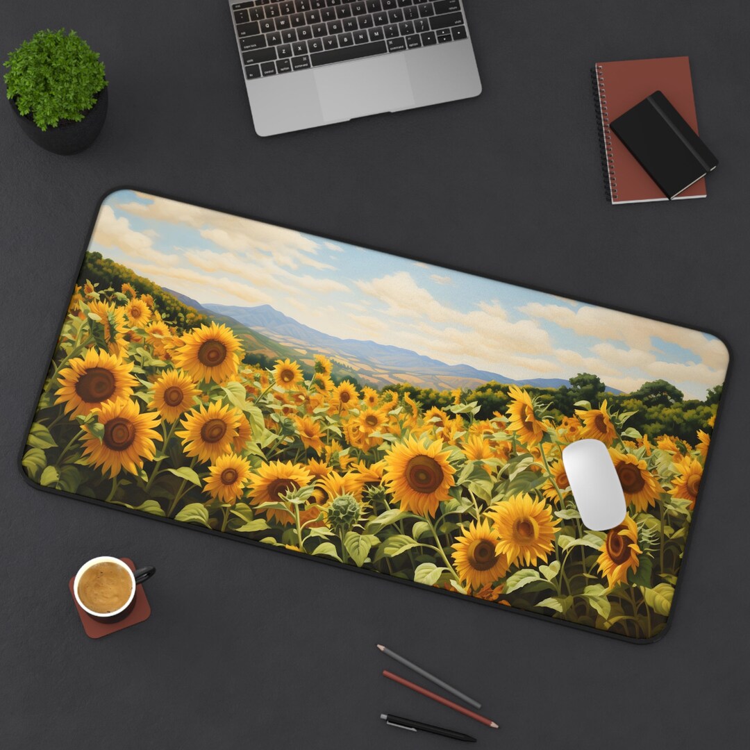 Sunflowers Field Desk Mat, Sunflower Desk Mat, Mouse Pad, Mousepad XL ...