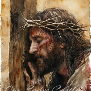 Icon Jesus Embraces His Cross Beautiful Lenten Print of the Savior ...