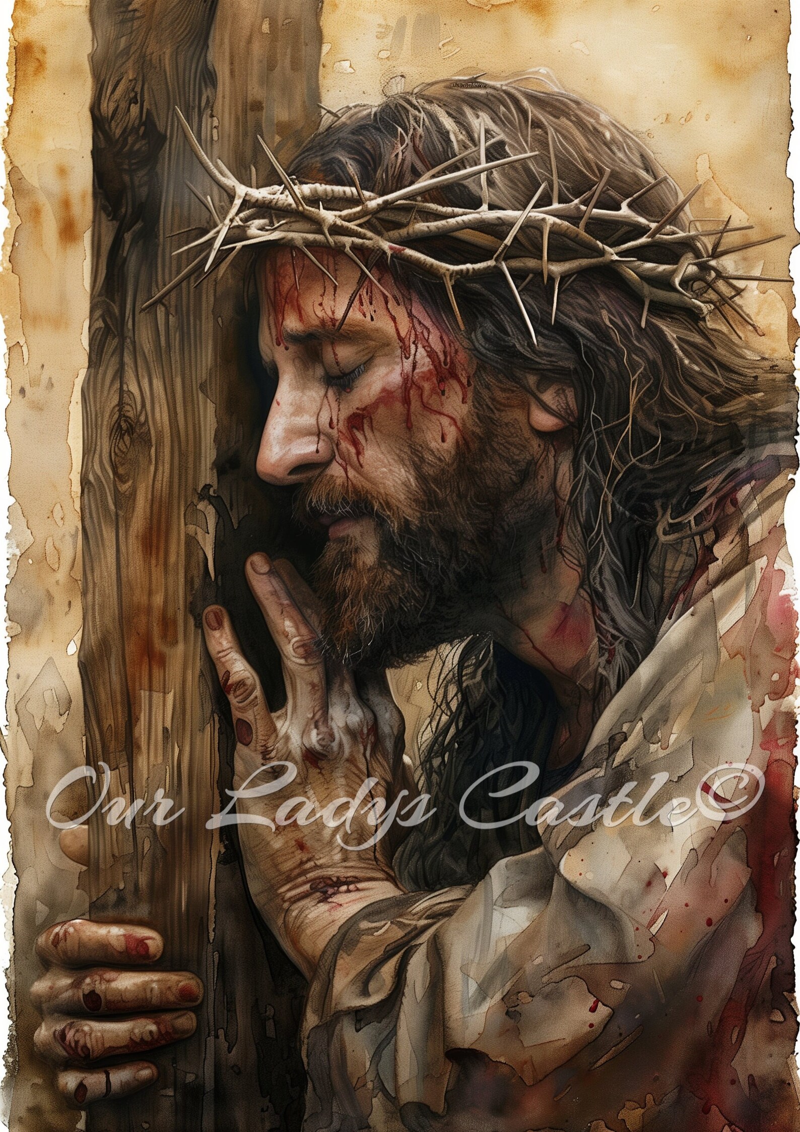 Icon Jesus Embraces His Cross Beautiful Lenten Print of the Savior ...