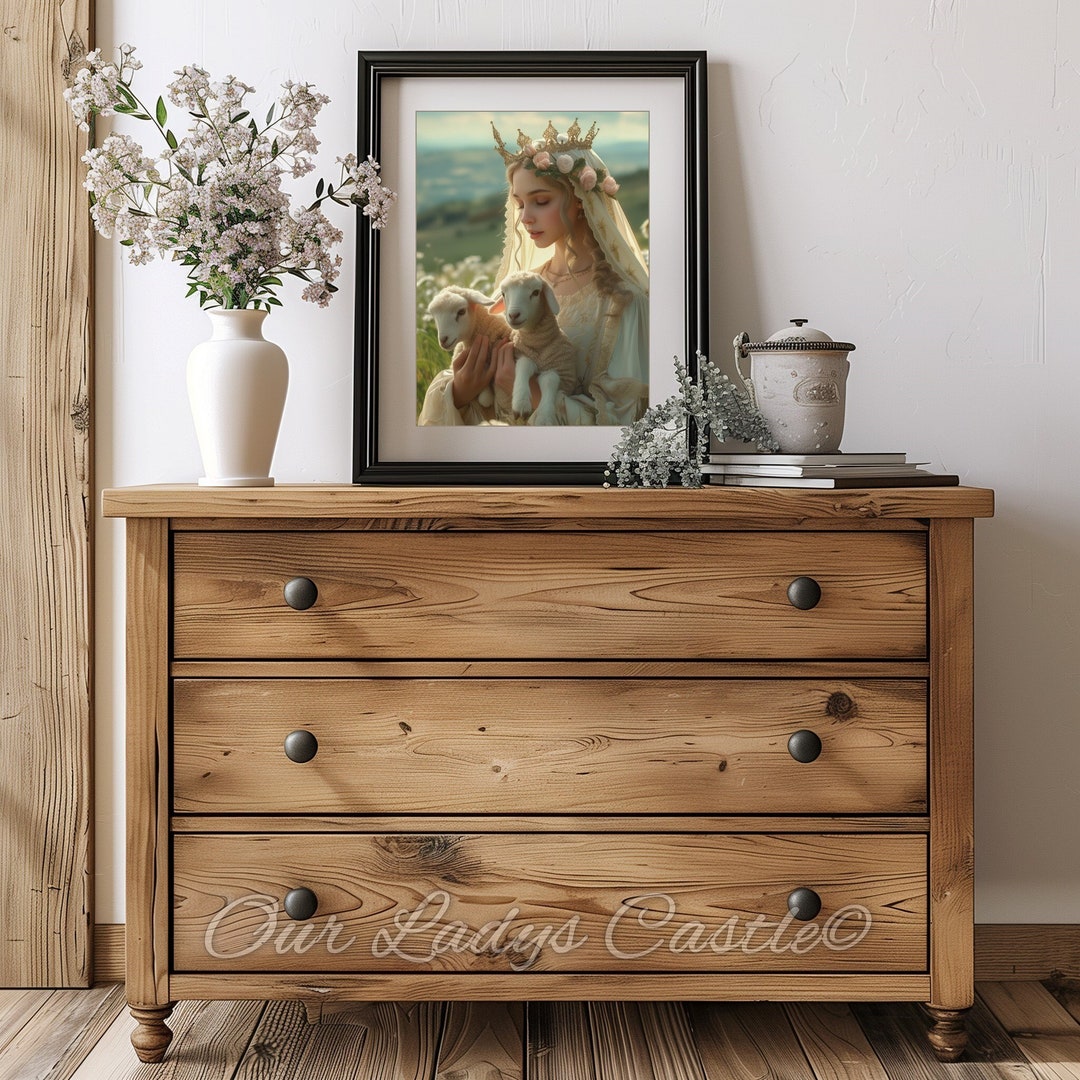 Our Lady Devine Shepherdess Painting Beautiful Image of the Blessed ...