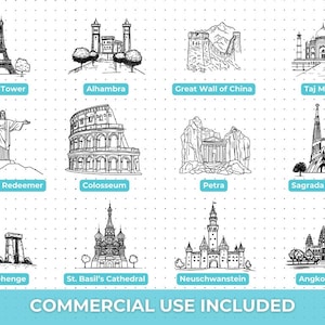 World Landmarks SVG PNG Bundle | Travel Cricut Cut Files - Etsy