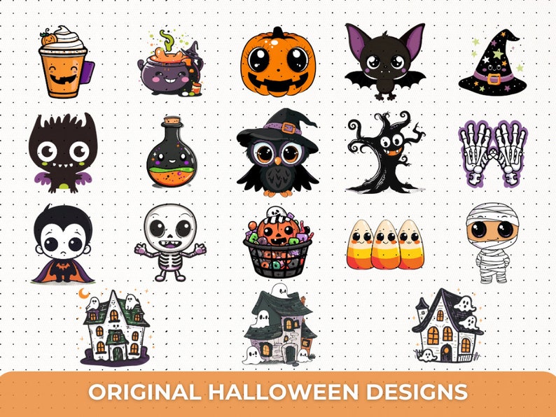 Cute Halloween SVG Bundle | Kawaii Halloween PNG Clipart | Ghost ...