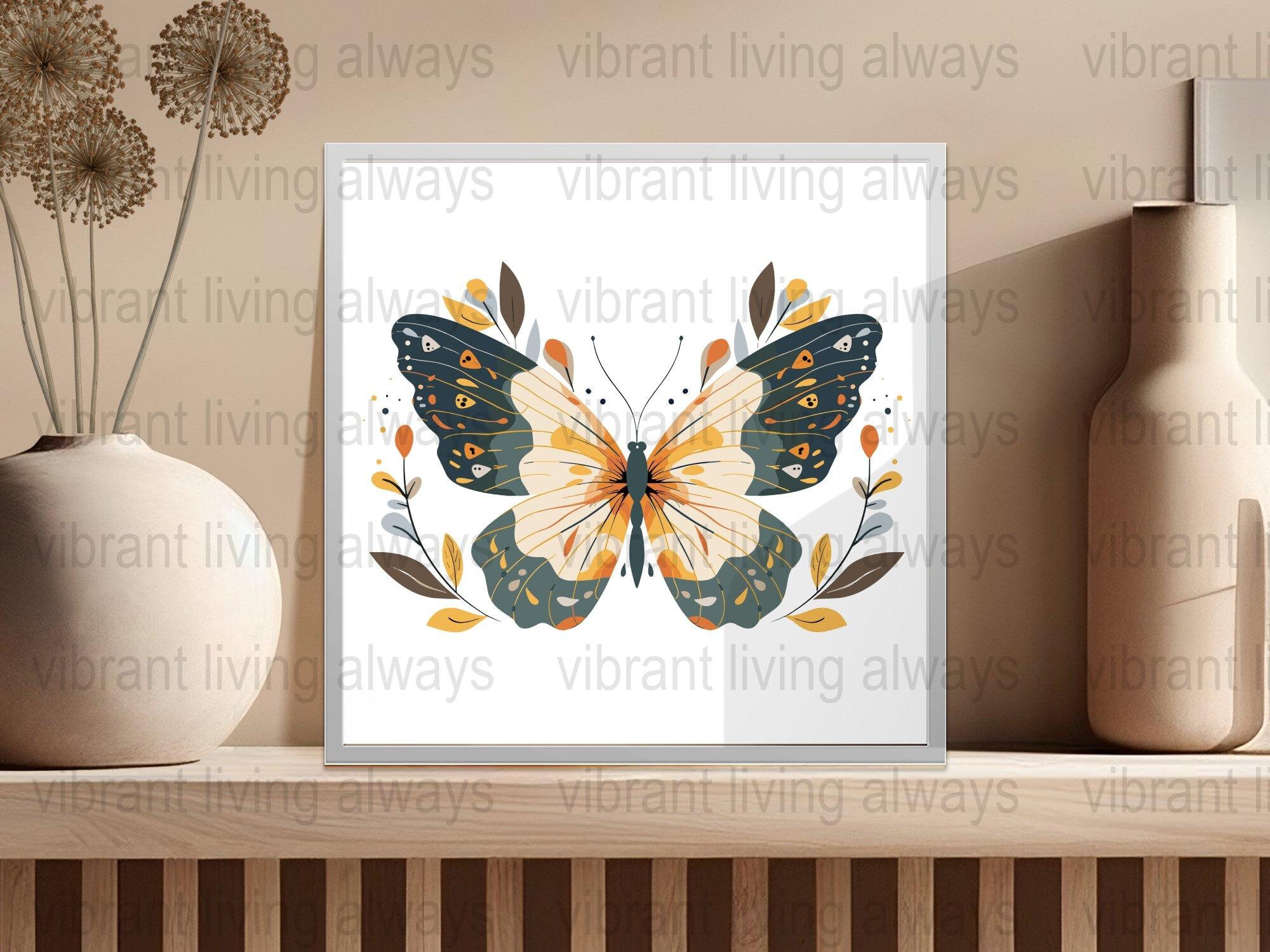 Boho Butterfly Clipart: Trendy Floral and Watercolor Butterfly SVG, PNG ...