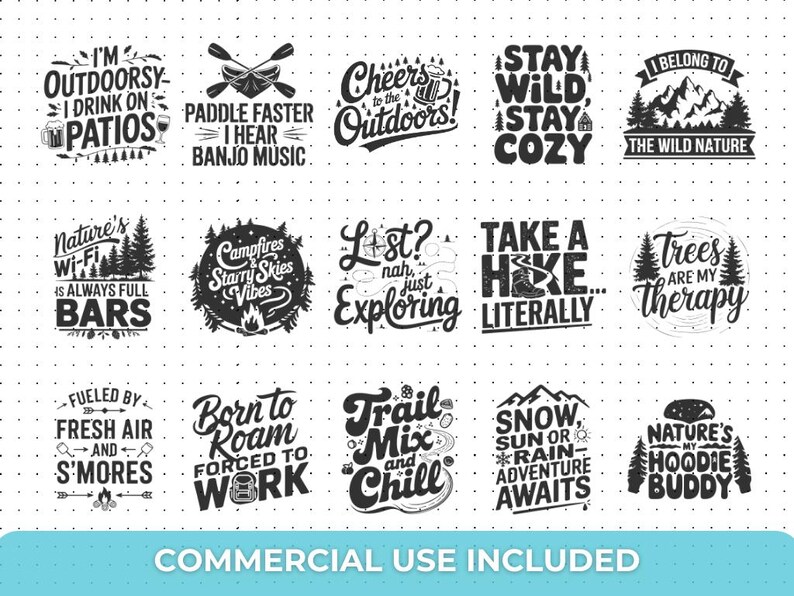 Outdoor Adventure SVG Bundle Camping Hiking Typography Designs ...