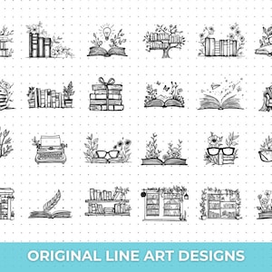 Book SVG PNG Bundle | Bookish Clipart Collection | Stack of Books, Open ...