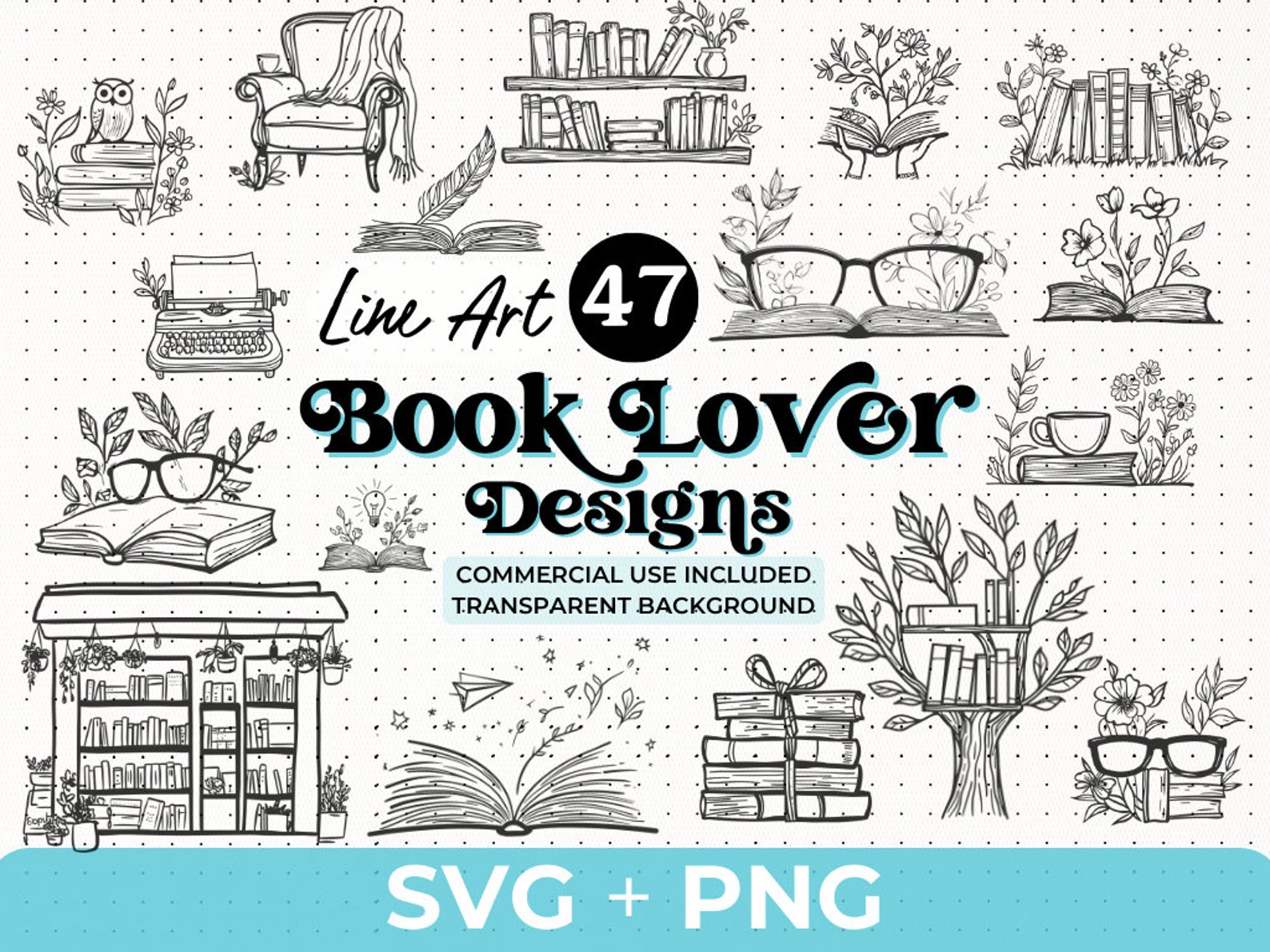 Book SVG PNG Bundle | Bookish Clipart Collection | Stack of Books, Open ...