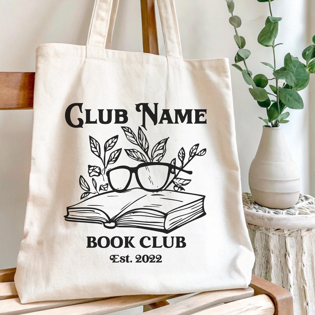 Custom Book Club Tote Bag, Personalized Cotton Canvas Book Lover Gift ...