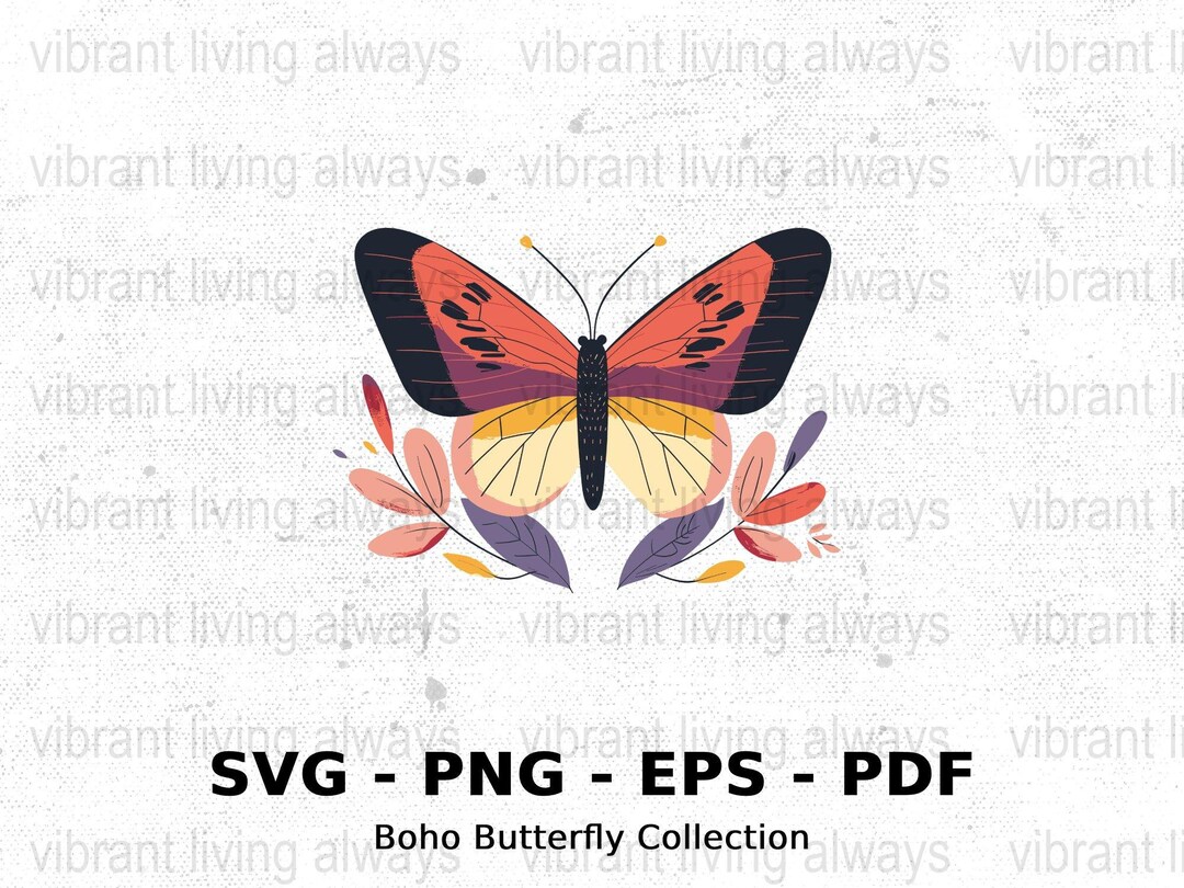 Boho Butterfly Clipart: Trendy Floral and Watercolor Butterfly SVG, PNG ...