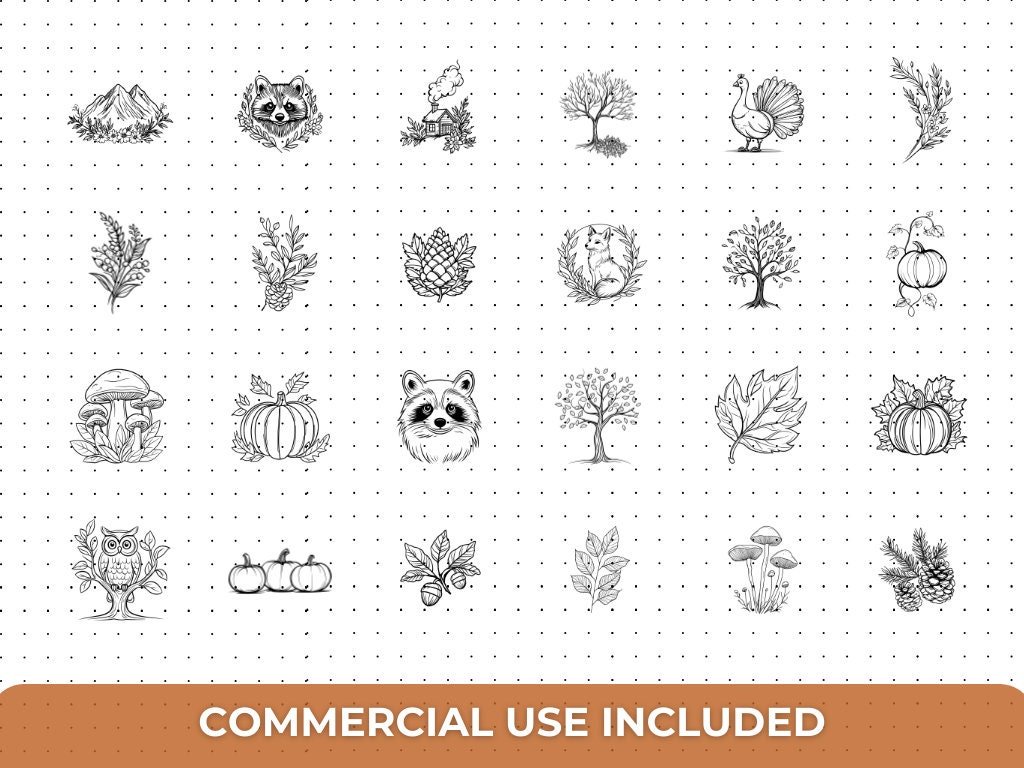 Autumn SVG PNG Bundle | Fall Clipart Collection | Pumpkin Turkey ...