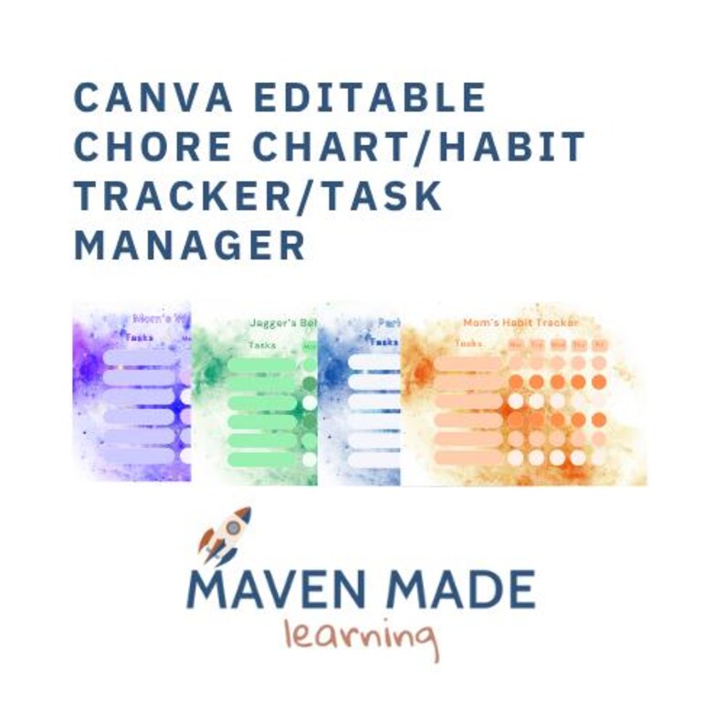 Editable Galaxy Chore Chart Bundle for Kids & Teens | Task List, Habit ...