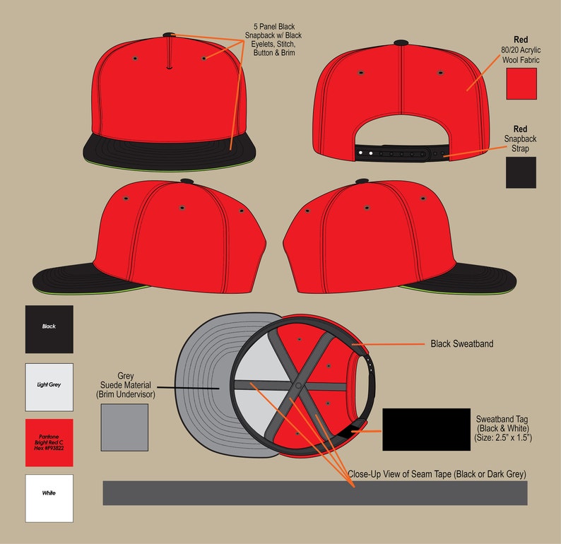 5-panel Snapback Hat Mockup: Urban Streetwear Template (digital ...