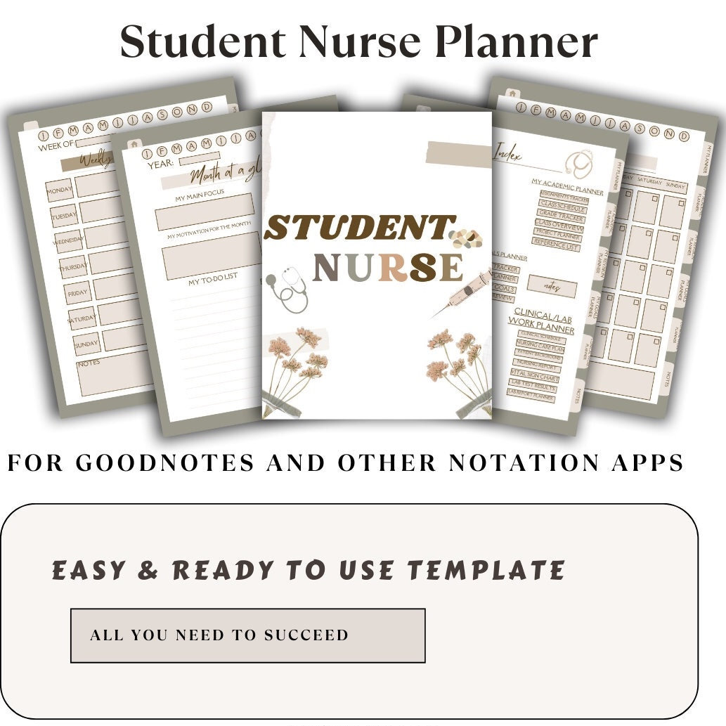 Nursing Student Digital Planner, Student Nurse Planner, Undated Medical ...