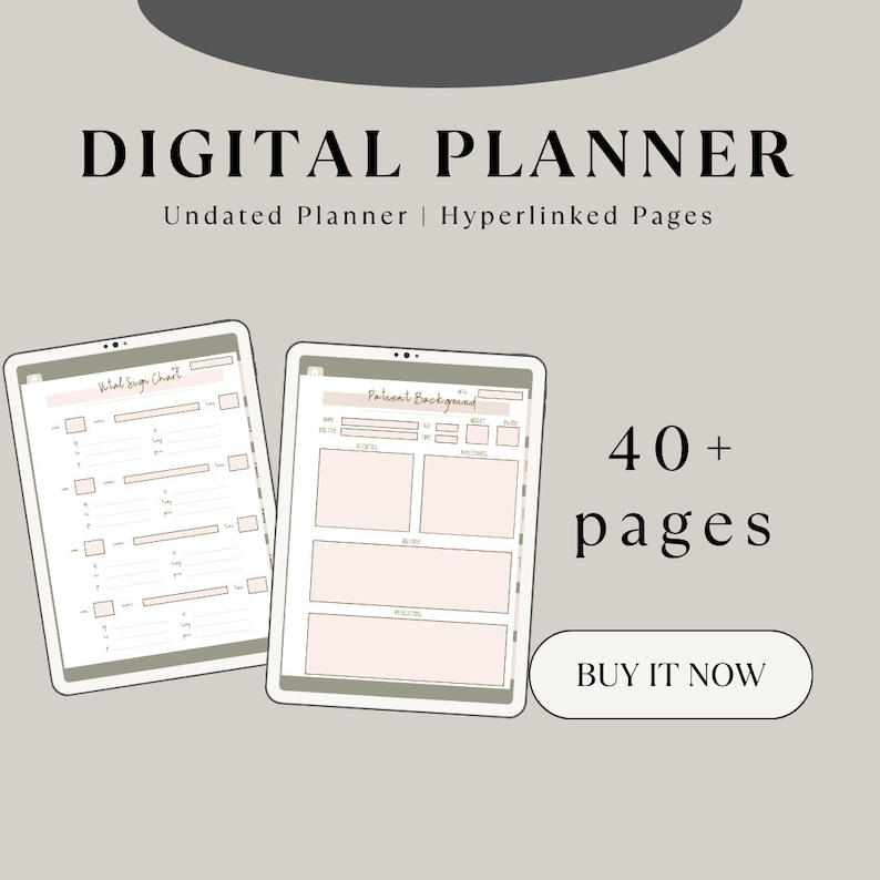 Nursing Student Digital Planner, Student Nurse Planner, Undated Medical ...