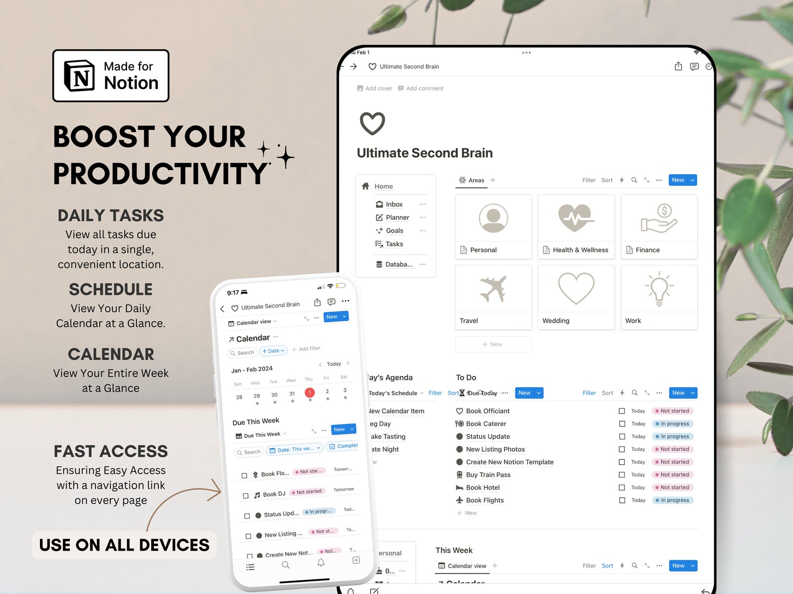 Notion Life Planner Notion Planner Template Notion Dashboard Digital Planner Second Brain Notion ...