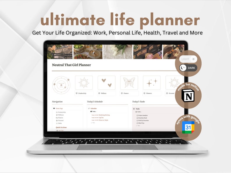 Notion Life Planner | Notion Planner Template | Notion Dashboard ...