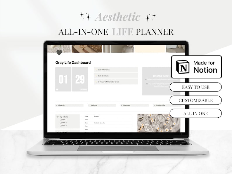 Notion Dashboard Template Notion Life Planner Aesthetic Digital Planner That Girl Planner Life ...