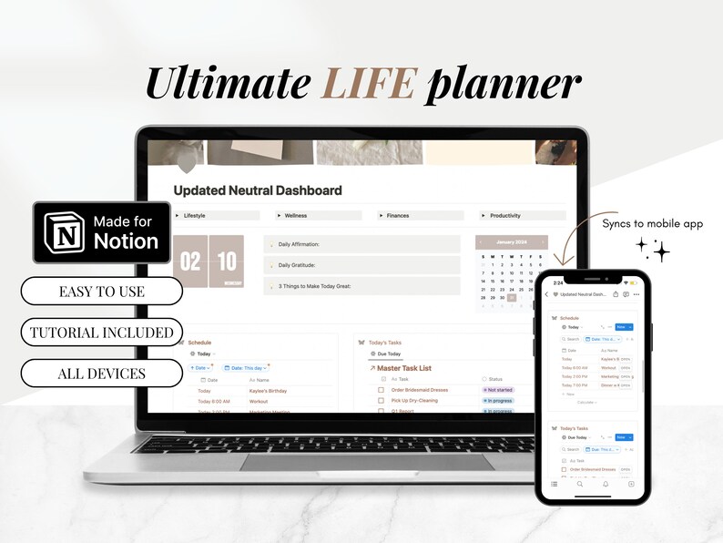 Notion Planner | All-in-one Notion Template | Notion Second Brain | That Girl Aesthetic Notion ...