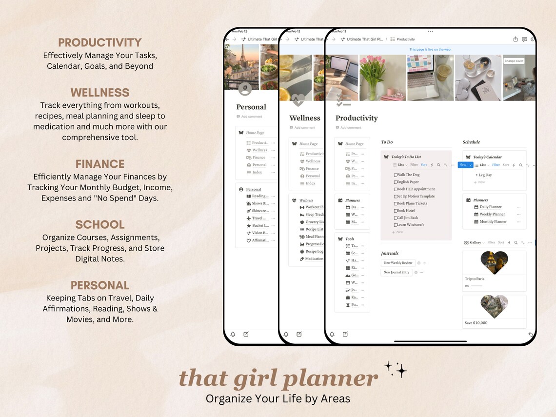 Notion Life Planner Template, Notion Template, That Girl Planner, 2024 ... Notion Life Planner Template, Notion Template, That Girl Planner, 2024 ...