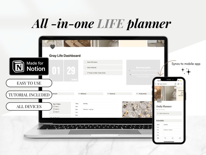 Notion Dashboard Template Notion Life Planner Aesthetic Digital Planner That Girl Planner Life ...