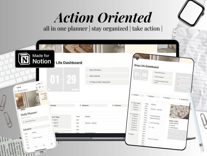 Notion Dashboard Template Notion Life Planner Aesthetic Digital Planner That Girl Planner Life ...