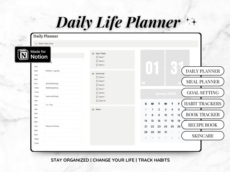 Notion Dashboard Template Notion Life Planner Aesthetic Digital Planner That Girl Planner Life ...