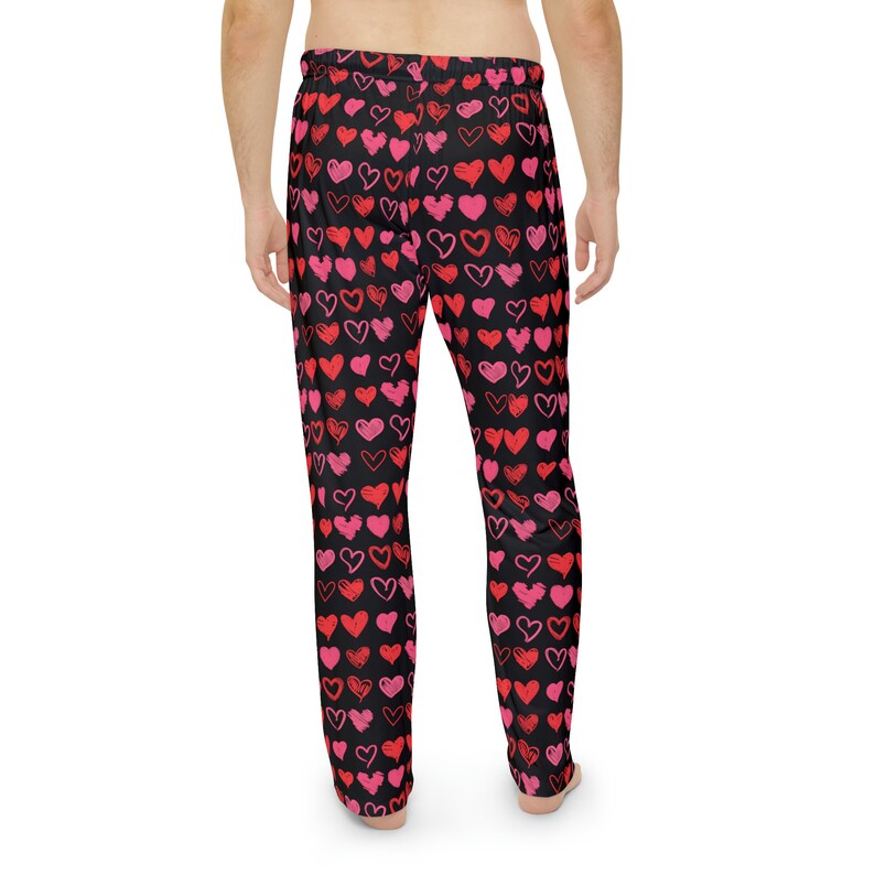Valentine's Days Pajama Pants Men's Sleep Wear, Cute Heart Lounge Pants ...