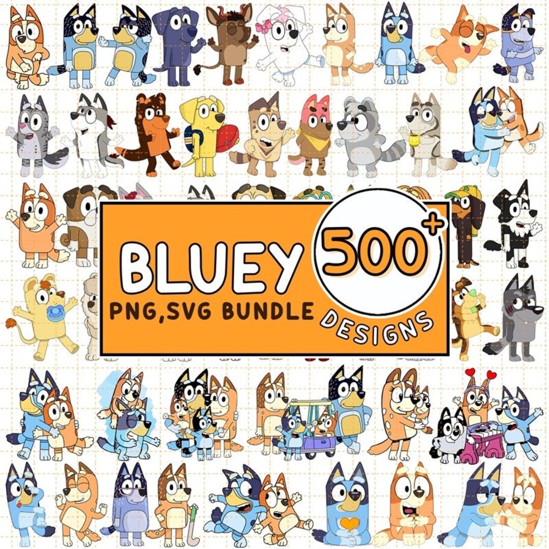 500 Mega Bluey Theme Pack, Bluey Png Bundle, Cut Files for Cricut ...
