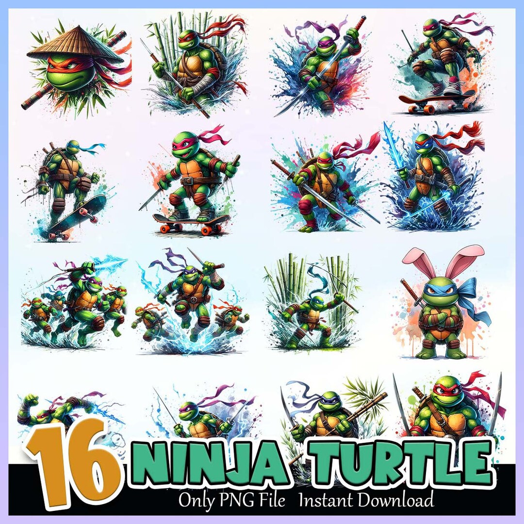 Ninja Turtles Splash and Watercolor PNG Bundle High Quality, Ninja ...