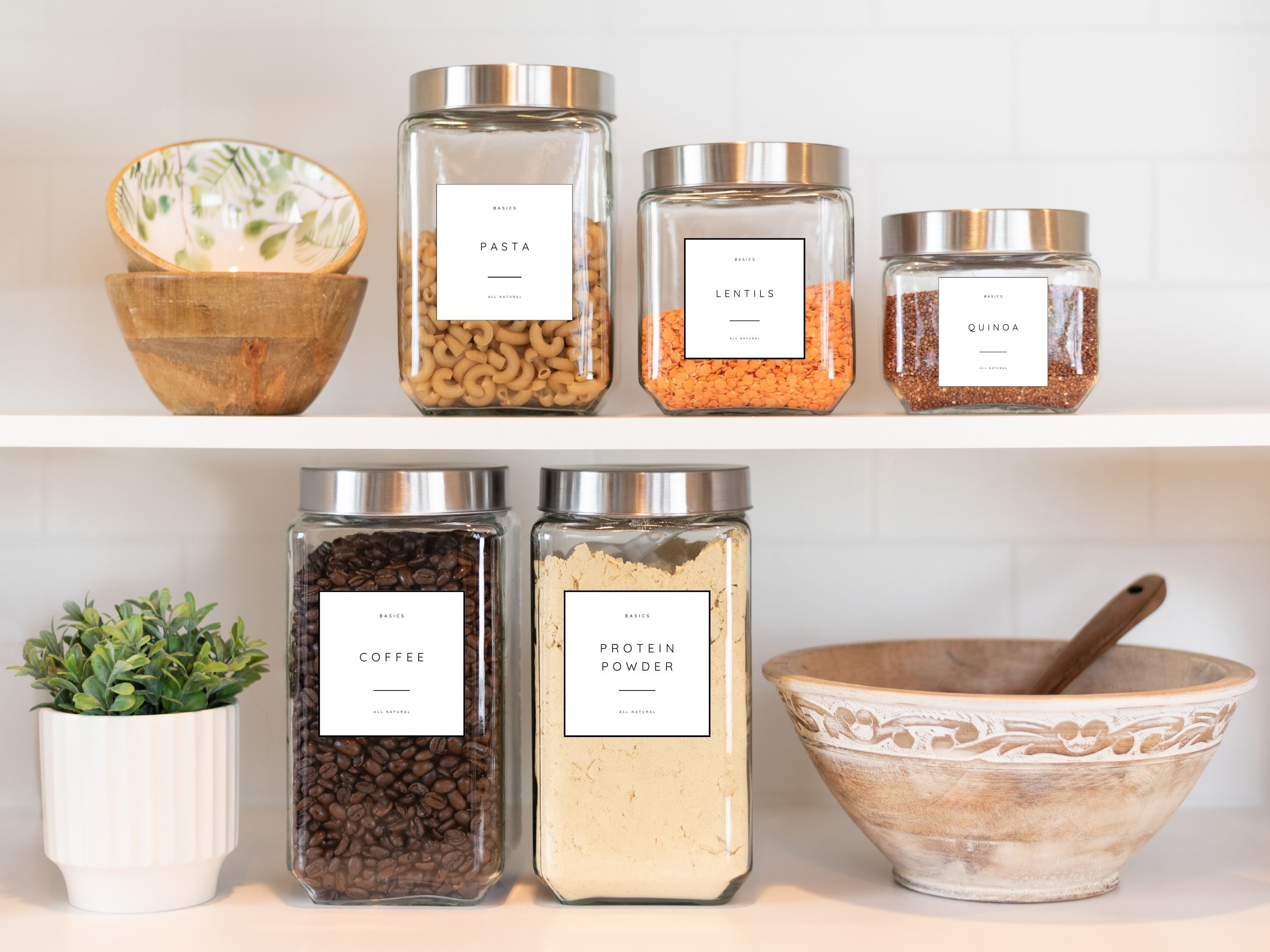 Custom Pantry Labels, Editable Kitchen Organization Tags, Minimalist ...