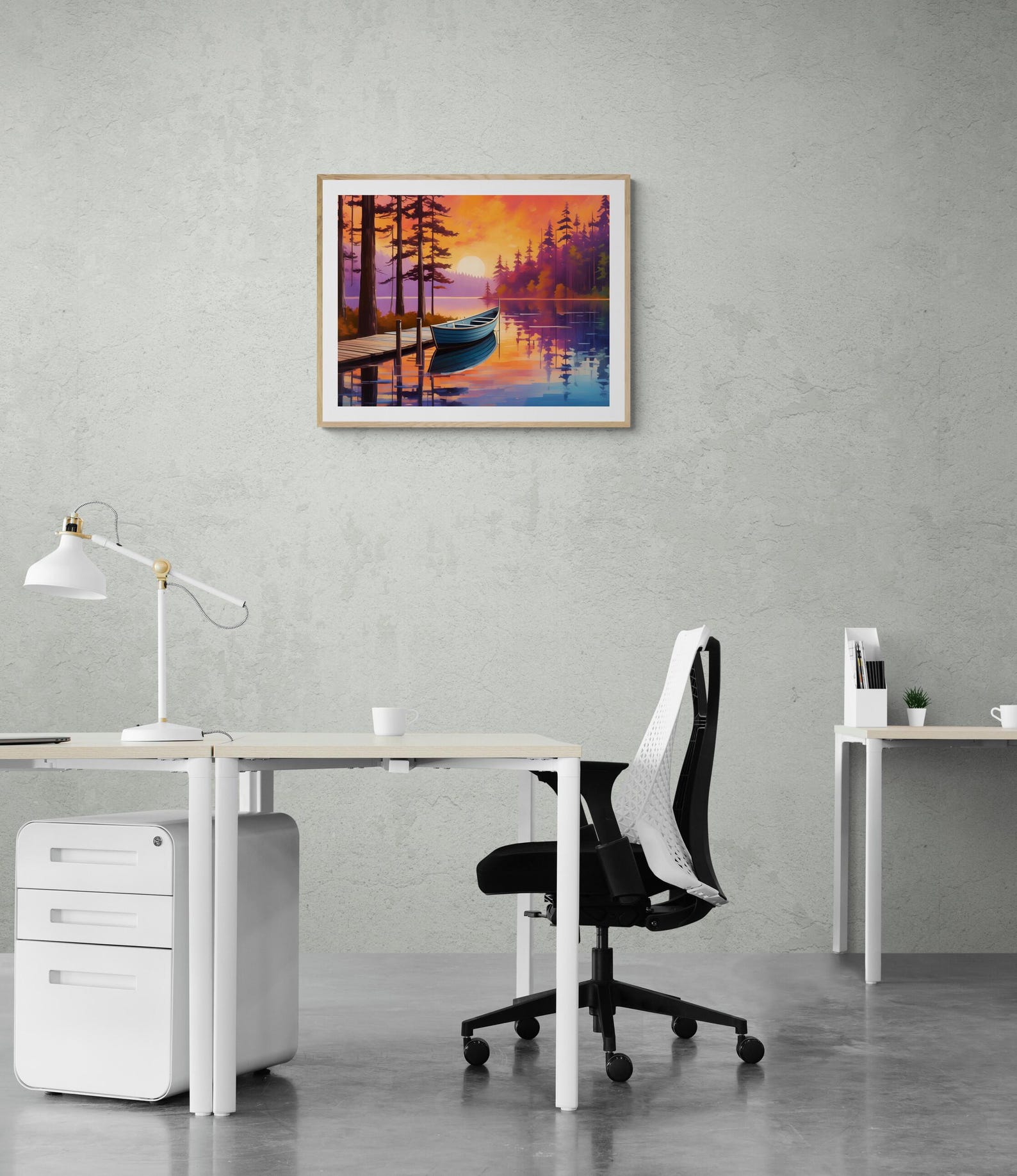 Boat on a Lake at Sunset | Instant Download | Scenic View | Mountain ...