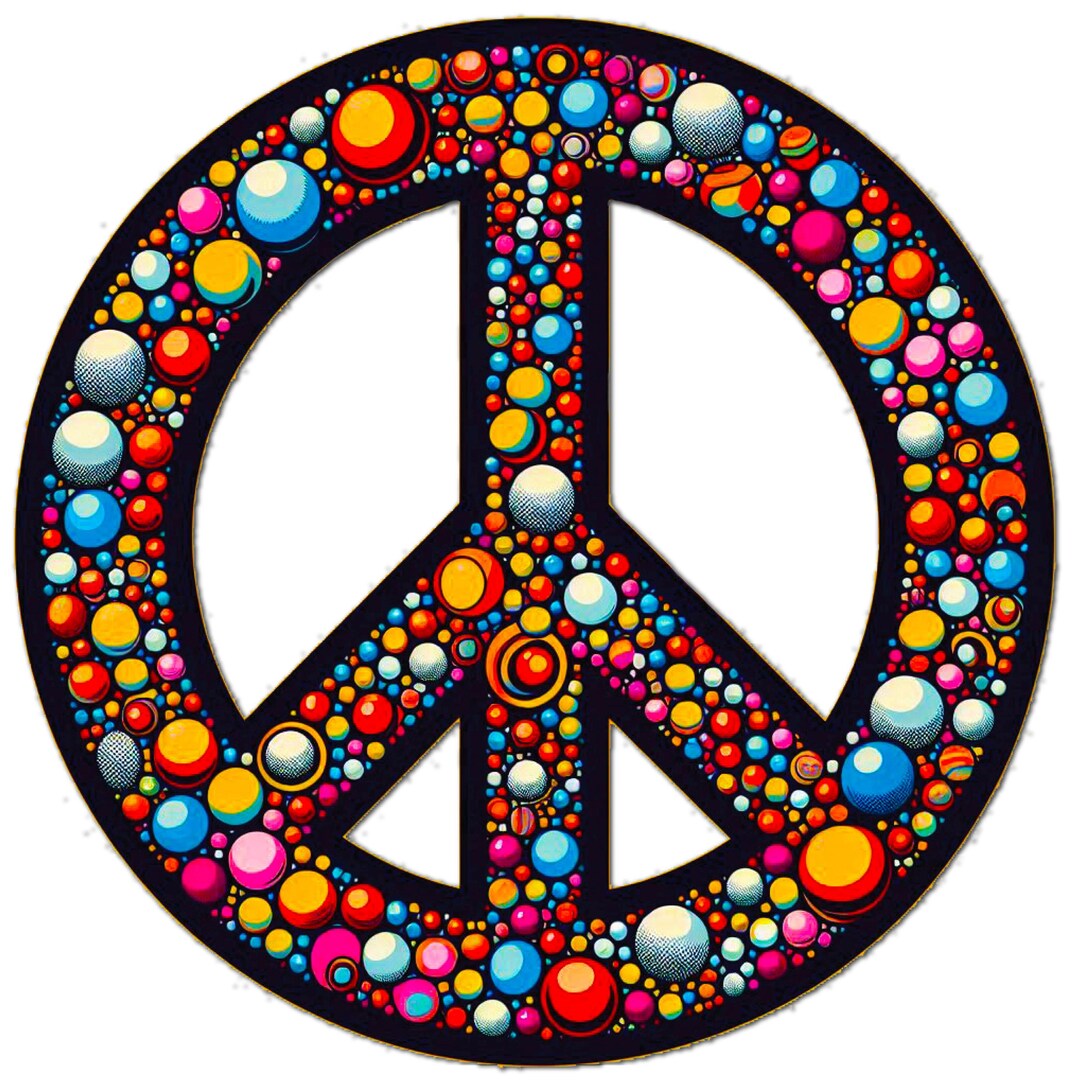 Polka Dot Peace Sign Art Print | Retro Pop Art (digital Download) - Etsy