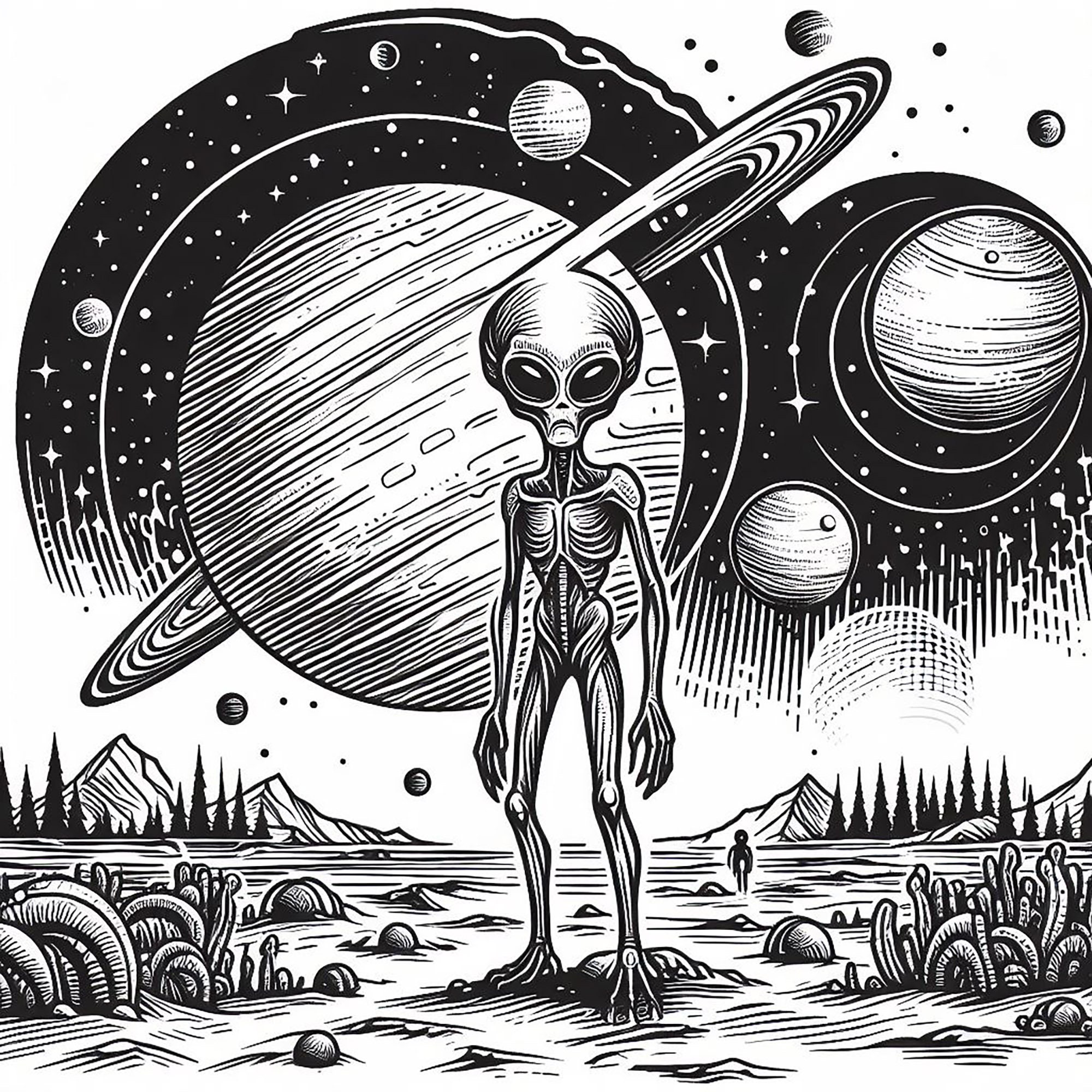 Blast off on a UFO Coloring Adventure: Explore Imaginary Alien Planets ...