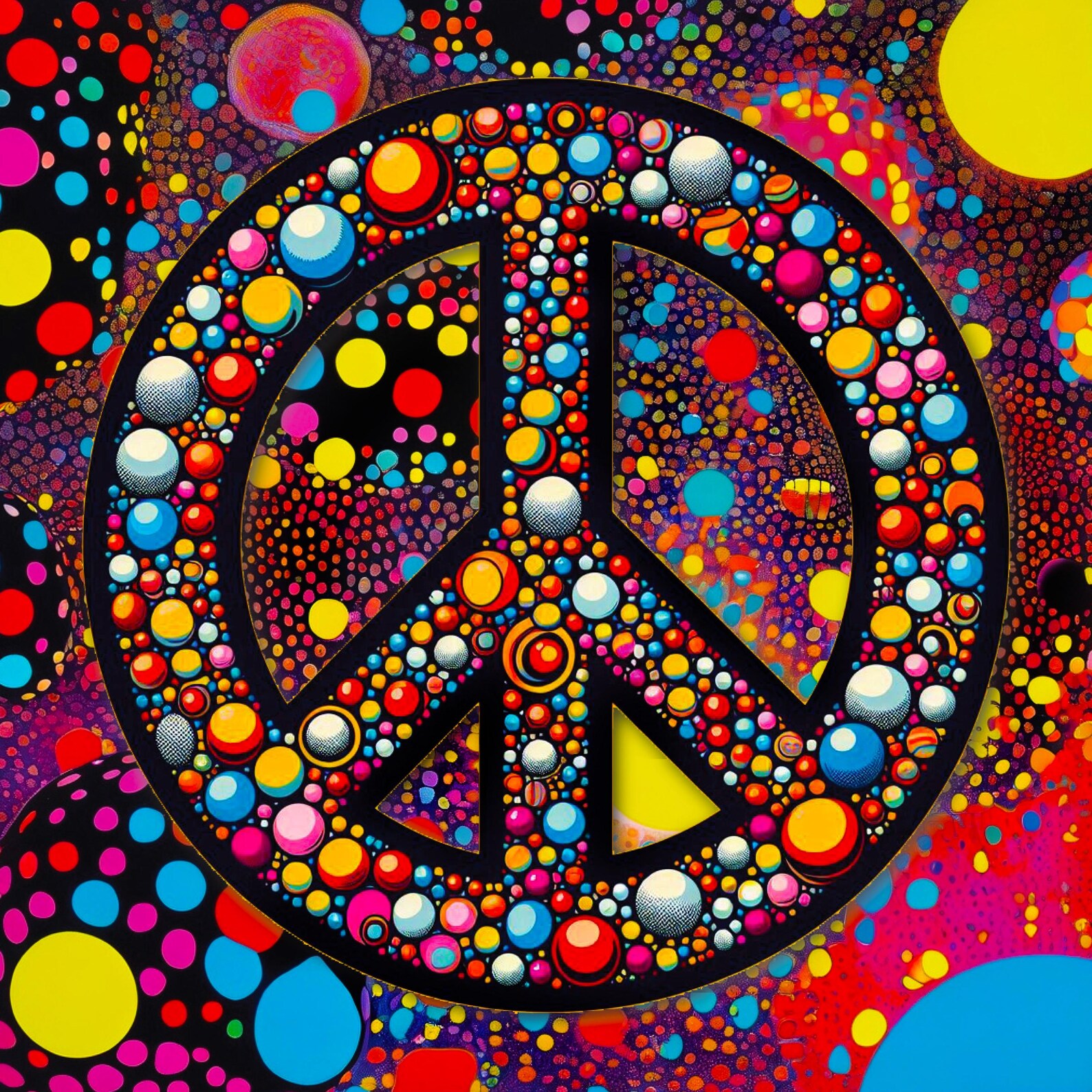 Kpop Peace Sign Print: Kusama-inspired Polka Dot Wall Decor - Etsy