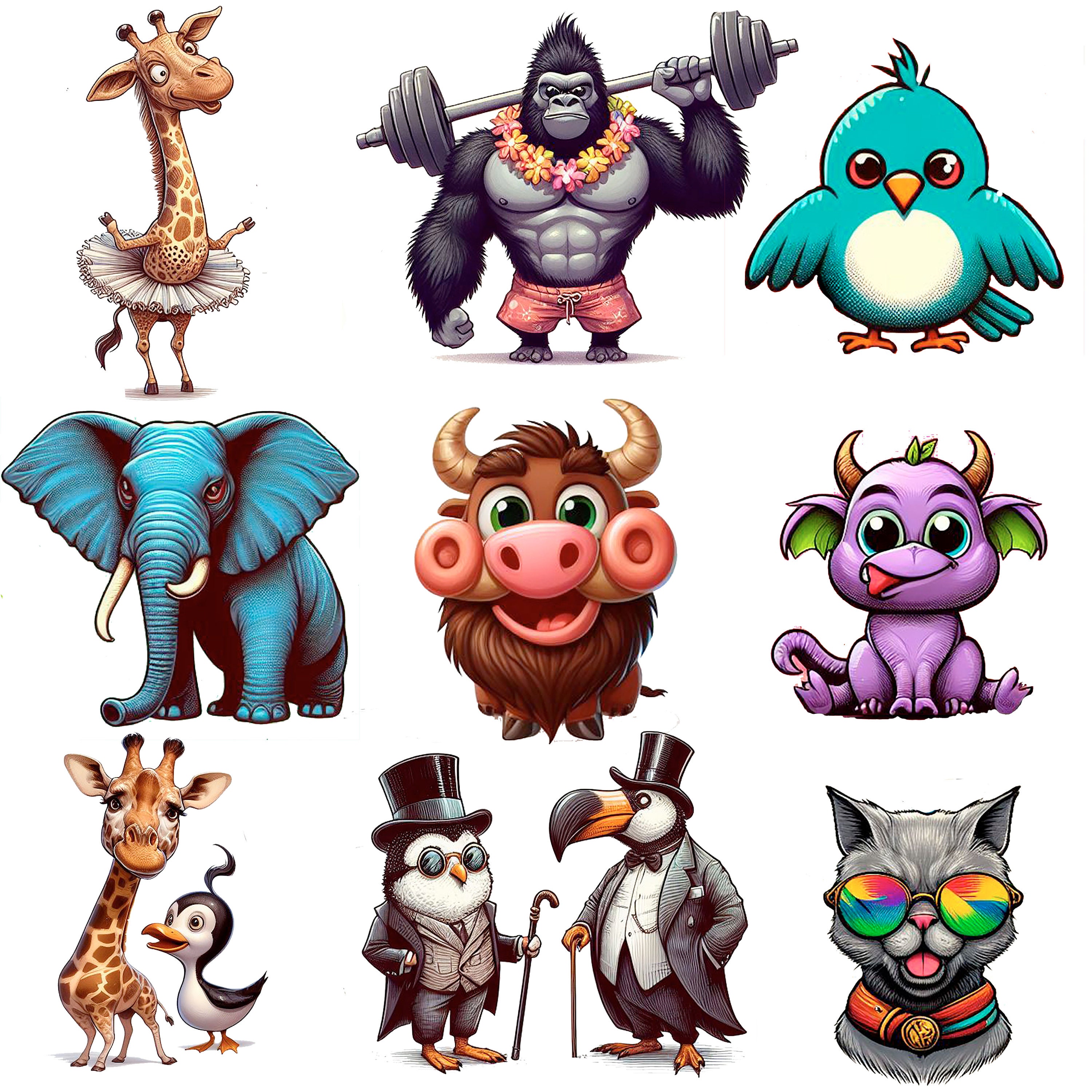 Kooky Animals, Cute and Quirky Animal Clipart, Elephants, Giraffes ...
