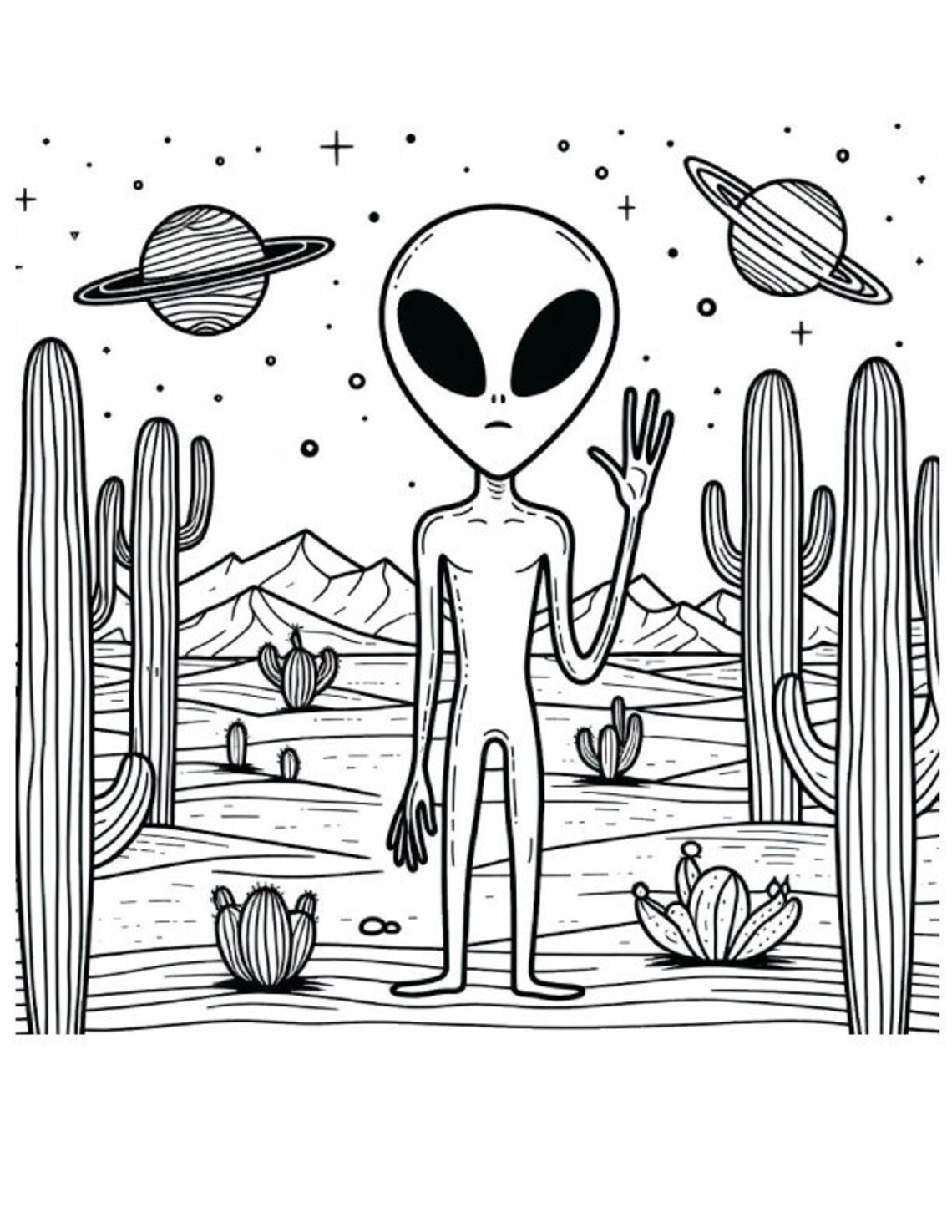 10 Alien Coloring Pages, Gray Alien Coloring Book, Alien Invasion ...