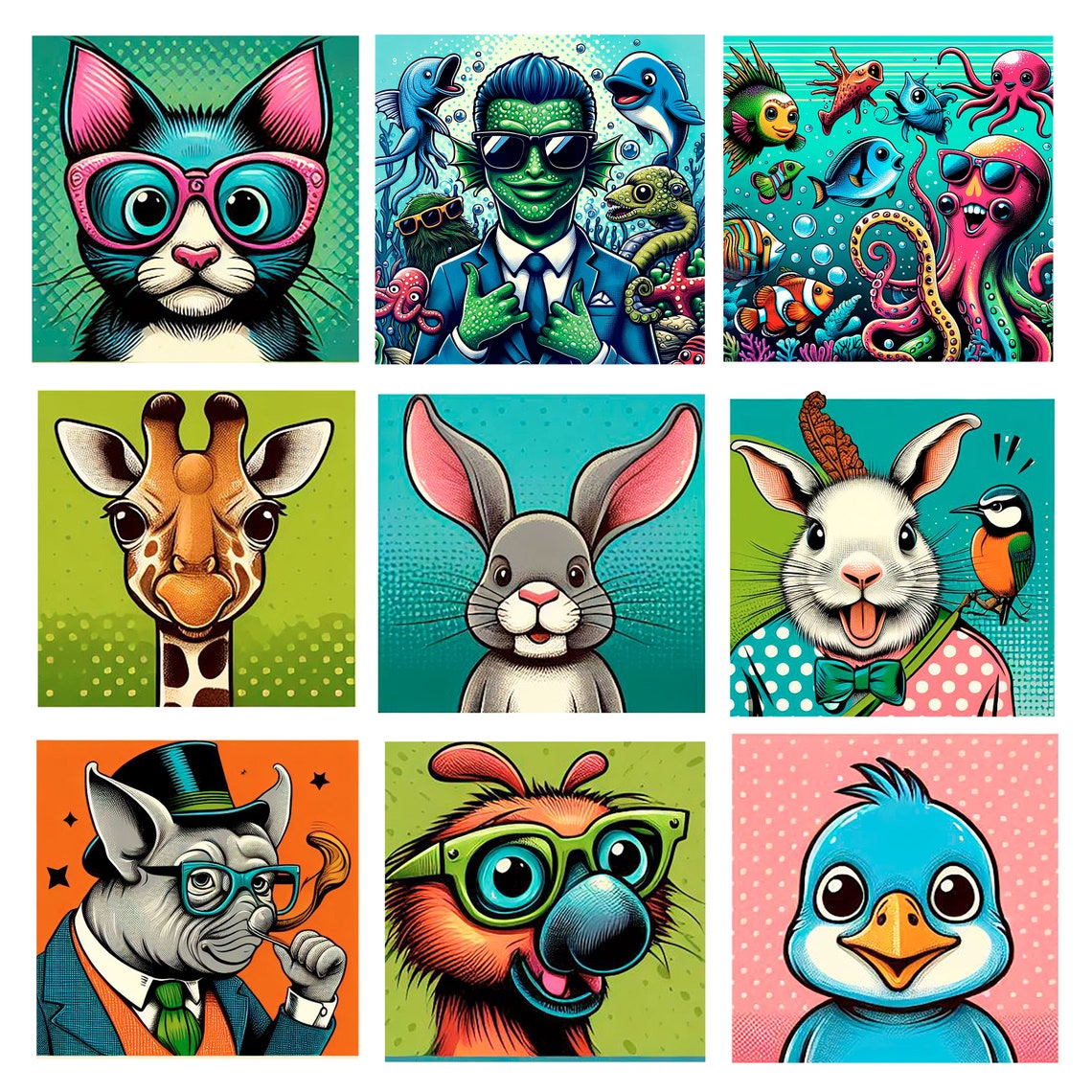 Kooky Animals, Cute and Quirky Animal Clipart, Elephants, Giraffes ...