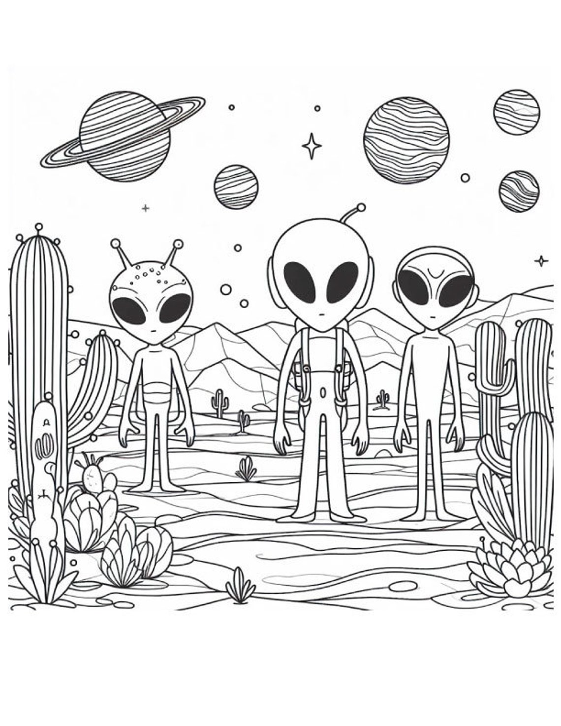 10 Alien Coloring Pages, Gray Alien Coloring Book, Alien Invasion ...