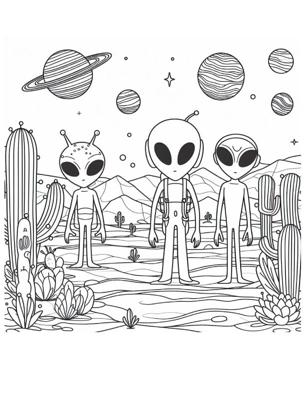 10 Alien Coloring Pages, Gray Alien Coloring Book, Alien Invasion ...