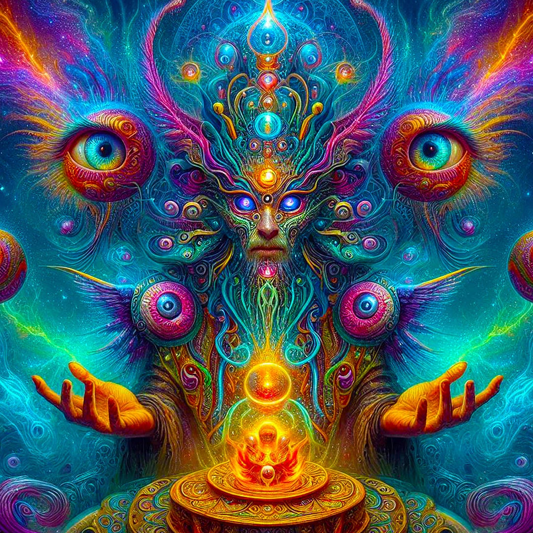 Psychedelic Seer Print: Cosmic Wisdom, Galactic Guru Art (digital ...