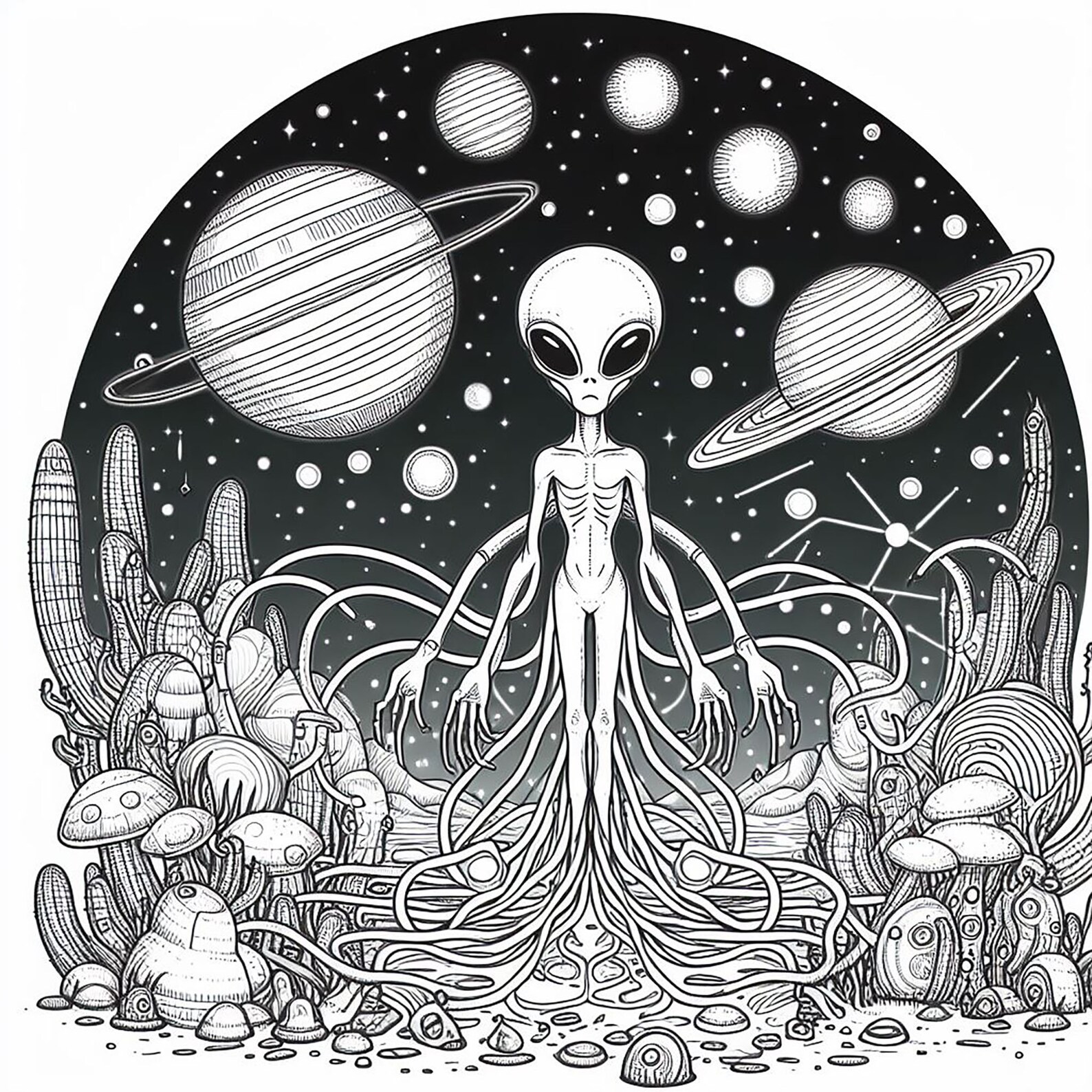 Blast off on a UFO Coloring Adventure: Explore Imaginary Alien Planets ...